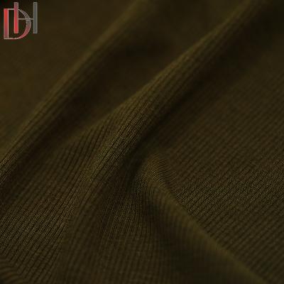 China Soft Rib Knit Fabric 220GSM Lyocell Wool 2x2 Ribbed Jersey Smooth Hand Feel Knit for Everyday Tops for sale