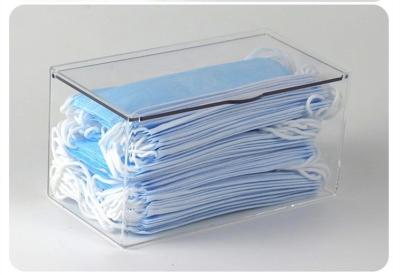 China 21.5cm PMMA Household Storage Bins Extra Large Plastic Storage Containers With Lids For Face Masks for sale