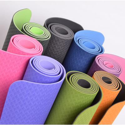 China 183cm TPE Yoga Workout Mats Suede Printed Eco Friendly 10mm Gym Mat Pilates for sale