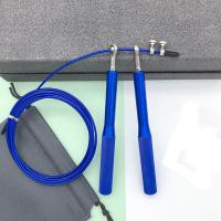 China 300CM Aluminum Speed Fitness Jump Ropes Blue Adjustable Stainless Steel Wire ODM for sale