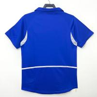 China Stripe Twill Retro Soccer Shirts Blue V Neck Football Jersey for sale