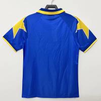 China Blue Retro Soccer Jerseys V Neck Quick Dry Football Shirt for sale