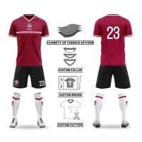 China Breathable Custom Football Jerseys Soft Resist Moisture Wicking Red Football Shirt for sale