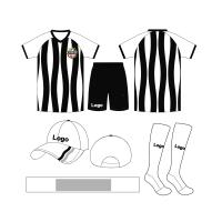 China Moisture Wicking Custom Football Uniforms Breathable Fabrics Black And White Jersey for sale