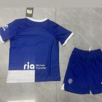 China White Blue Kids Soccer Jerseys Twill Jacquard Football Jersey Custom Name for sale