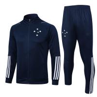 China Blue Football Training Tracksuit Jacquard Soccer Training Kit Set for sale