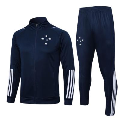 China Blue Football Training Tracksuit Jacquard Soccer Training Kit Set for sale