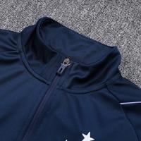 China Blue Football Training Tracksuit Jacquard Soccer Training Kit Set for sale