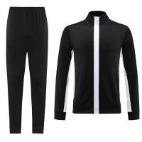 China Training Retro Football Tracksuits Black Full Zip Soccer Training Set for sale