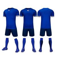 China Polyester Fabric Plain Soccer Jerseys Casual Short Sleeved Blue V Neck Sweatshirt for sale