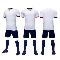 China Polyester Fabric Plain Soccer Jerseys Casual Short Sleeved Blue V Neck Sweatshirt for sale