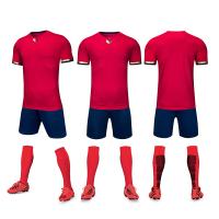 China Polyester Fabric Plain Soccer Jerseys Casual Short Sleeved Blue V Neck Sweatshirt for sale