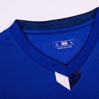 China Polyester Fabric Plain Soccer Jerseys Casual Short Sleeved Blue V Neck Sweatshirt for sale