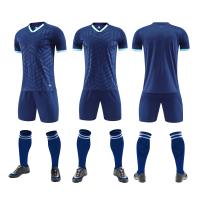 China Men Blue Plain Soccer Jersey Football Uniform Set Breathable Quick Drying for sale