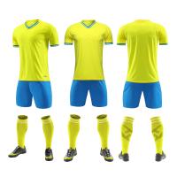 China Men Blue Plain Soccer Jersey Football Uniform Set Breathable Quick Drying for sale