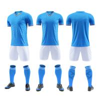 China Men Blue Plain Soccer Jersey Football Uniform Set Breathable Quick Drying for sale