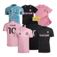 China Plain Polyester Breathable Mens Football Jersey Soccer Uniforms Sets Black/Pink/ Blue for sale