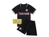 China Black Contest Training Custom Football Jerseys Men'S Soccer Uniforms Twill/Plain Pattern for sale