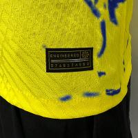 China Permeable Blue Yellow Soccer Player Version Jersey Durable And Dynamic for sale