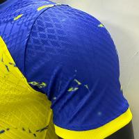 China Permeable Blue Yellow Soccer Player Version Jersey Durable And Dynamic for sale