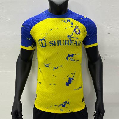 China Permeable Blue Yellow Soccer Player Version Jersey Durable And Dynamic for sale