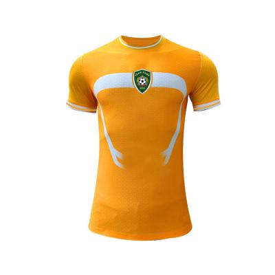 China Dynamic Quick Dry Soccer Team Jersey Breathable Fabric Orange / Black Color for sale