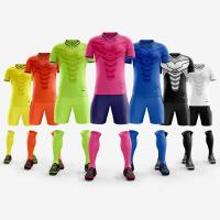 China Men and Women's Team Logo Soccer Jerseys in Purple or Blue with Quick Drying Fabric for sale