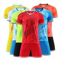 China Men and Women's Team Logo Soccer Jerseys in Purple or Blue with Quick Drying Fabric for sale