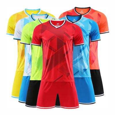 China Men and Women's Team Logo Soccer Jerseys in Purple or Blue with Quick Drying Fabric for sale