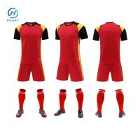 China Custom Logo Children Size Soccer Jersey Set In Blue Yellow For Maximum Wear Comfort for sale