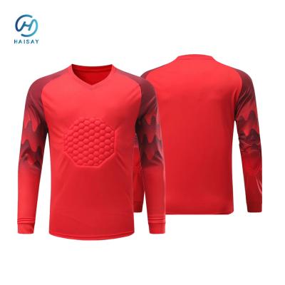 China Youth/Adult and Children's Sizes Football Goalkeeper Shirt Padded Sports Shirt Long Sleeved 140gsm Fabric Weight for sale