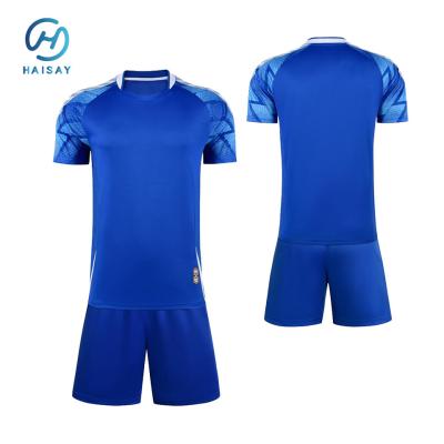 China Custom Blue Soccer Jersey and Shorts Set - Personalized Name and Logo for sale