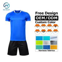 China Custom Football Jersey Set Breathable Quick Dry Soccer Uniform Kit, In Stock Plain Team Jerseys, Fully Custom Logo Name Number Sublimation Printed Sportswear for Adult Youth Kids Team Match Training for sale
