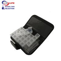 China Wallet Pocket Pill Dispenser Box Case Organizer Container Medicine PU Cover 28 Compartments for sale