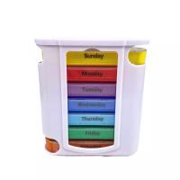 China Weekly 28 Compartment Pill Storage Rainbow Color Pill 7 days Holder Drawer Shaped Plastic Medicine Case for sale