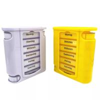 China Weekly 28 Compartment Pill Storage Rainbow Color Pill 7 days Holder Drawer Shaped Plastic Medicine Case for sale