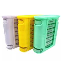 China Weekly 28 Compartment Pill Storage Rainbow Color Pill 7 days Holder Drawer Shaped Plastic Medicine Case for sale