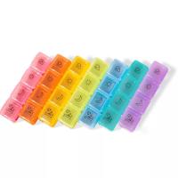 China Rainbow Pill Box Storage Box Medical Case 7 Day Organizer 28 Compartment Travel Portable Weekly Medicine case for sale