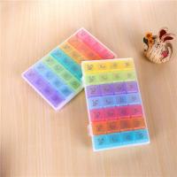 China Rainbow Pill Box Storage Box Medical Case 7 Day Organizer 28 Compartment Travel Portable Weekly Medicine case for sale