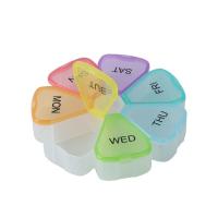 China 7 Day Weekly Pill Medicine Dispenser Box Flower Shape 7 Cases Vitamin Fish Oil 12cm for sale