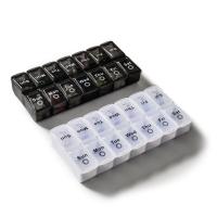 China Detachable  Plastic weekly 14 cases medicine pill box case storage Organizer Dispenser 7 days planner  black white day night for sale