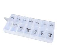China Detachable  Plastic weekly 14 cases medicine pill box case storage Organizer Dispenser 7 days planner  black white day night for sale