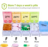 China Amazon hot sell Weekly Pill Organizer Travel Portable Pill Cases  Daily Pill Box 7 Compartments to Hold Vitamin Fish oil for sale