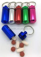 China Medical portable promotion pill box keychain aluminum pill case medicine box for sale