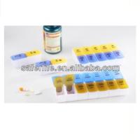 China Detachable pill box Food Grade Promotion Gift  weekly 14 case medicine box Plastic Pill Organizer Box 7 days for sale