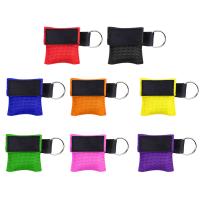 China Training First Aid CPR Face Shield Key chain bag pouch different color customize logo CPR face shield kit Promotional Gift for sale