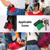 China Custom Red Cross Pocket Cpr Mask Keychain With Gloves First Aid Face Shield Bag Pouch for sale