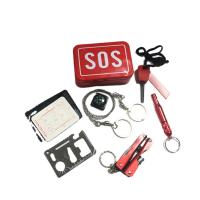 China SOS outdoor Multi tool tin metal case camping survival Kit 8 Pieces set survival tools for sale