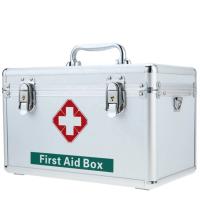 China Aluminium Shoulder strap Emergency Medical Supplies box workshop metal First Aid box Storage case  with lock for sale