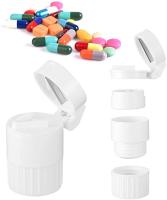 China Quick delivery Portable 4 in 1 Round Pill Box Cutter crusher medicine spliter grinder case tablet water cup pill boxes cases for sale